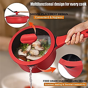 Pots and Pans Set, imarku 16-Piece Cookware Sets Nonstick Granite Coating, Induction Kitchen Cookware Easy to Clean, Cooking Pot Pan Set with Stay-Cool Handle, Kitchen Gadgets 2023 Red