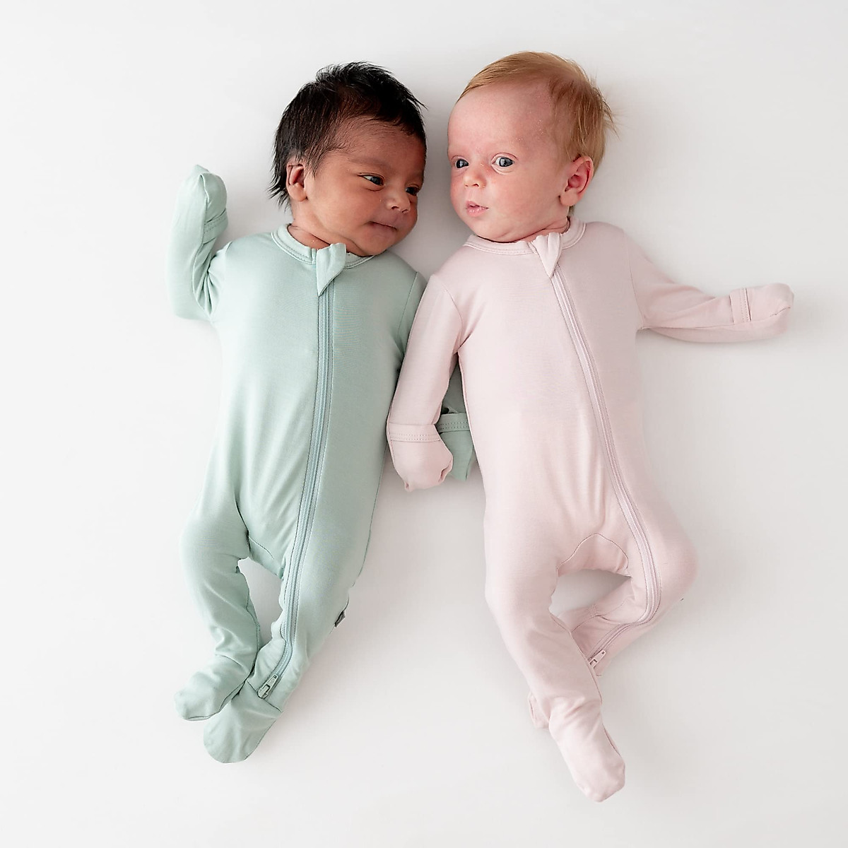KYTE BABY Unisex Zipper Closure Footies, Rayon Made From Bamboo (6-12 Months, Blush)