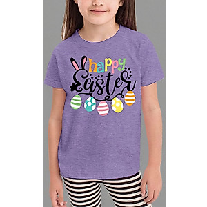 Happy Easter T Shirt Toddler Baby Girls Boys Bunny Rabbit Graphic T-Shirt Easter Egg Letter Print Tees Tops Purple