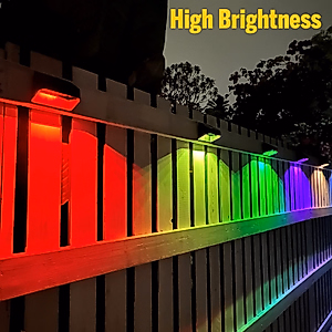 FLITI Solar Lights Outdoor 8 Pack, RGB 8 Colors, Dusk to Dawn Deck Light, Solar Deck Lights for Outside IP65 Waterproof, Backyard/Railing/Wall/Step/Patio/Fence