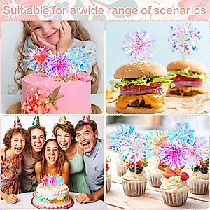 YUXIANLB 10Pcs Happy Birthday Cake Toppers, Foil Firework Cupcake Toppers, Sparkle Tinsel Cake Toppers Cocktail Food Toothpick for Birthday Wedding Baby Shower Graduation Party Supplies