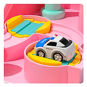 TEMI Car Toys for Girls - Race Track for Toddlers 3-7 Years Old, Puzzle Rail Car, City Magnet Toys with 3 Small Cars, Educational Games Birthday Gifts for Kids