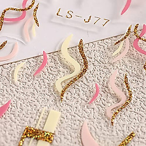 JMEOWIO 9 Sheets French Tip Nail Art Stickers Decals Self-Adhesive Pegatinas Uñas Colorful Glitter Wave Line Nail Supplies Nail Art Design Decoration Accessories