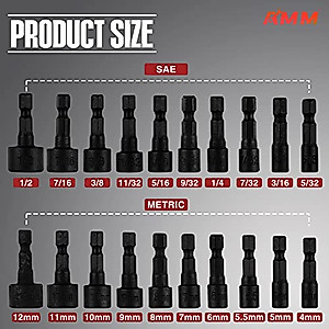 AMM 20PCS Power Nut Driver Set for Impact Drill, 1/4” Hex Head Drill Bit Set SAE and Metric, The best tool accessories