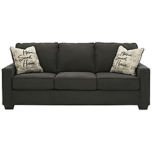 Signature Design by Ashley Lucina Casual Upholstered Sleeper Sofa with Accent Pillows, Queen, Gray
