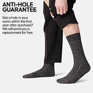 DANISH ENDURANCE 3-Pack Merino Wool Dress Socks, Breathable & Sweat-Wicking Crew Socks for Men & Women, Grey, US Women 11-13 // US Men 9.5-12.5