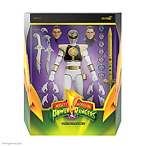 Super7 Ultimates Mighty Morphin Power Rangers White Ranger - 7" Power Rangers Action Figure with Accessories - Super7 Classic TV Show Collectibles and Retro Toys