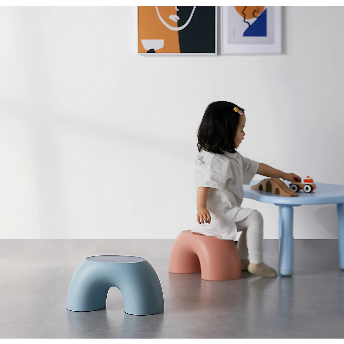 LAN ZHANG GUI Kid Stool Children's Stool Rainbow Stool Foot Stool is Suitable for Living Room bedrooms, Study, Kitchen and Bathroom, etc. (Pink)