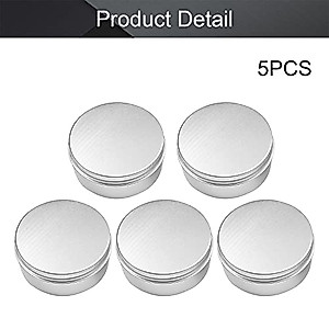 Othmro 5pcs 5.1oz Metal Round Tins Aluminum Tin Cans Containers with Screw Lid, 83 * 38mm(DxH) Silver tin cans for Salve, Spices, Lip Balm, Tea or Candies 150ml