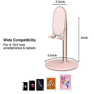 Bright Stone Phone Stand for Desk, Adjustable Tablet Stand Phone Holder for Desk, Compatible with 4"-12.9" Phones/Tablet/iPhone/iPad/Switch (Pink)