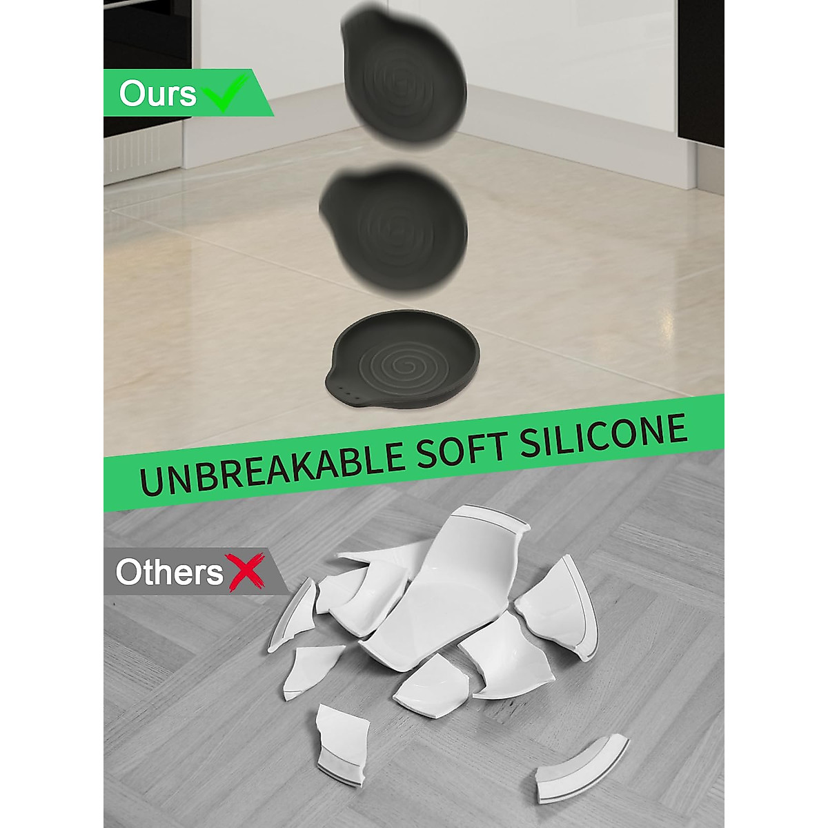 LOMILD 2 Pcs Spoon Rest for Stove Top Silicone, 6.1" Large Stove Spoon Holder for Spatula, Tongs or Spoon, Kitchen Counter Decor, Gray & Black