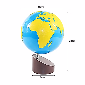 Gudong Montessori Geography Materials Globe of World Parts/ Continents Preschool Early Educational Equipment Kids Culture Learning Toys Know World Globe (Yellow)