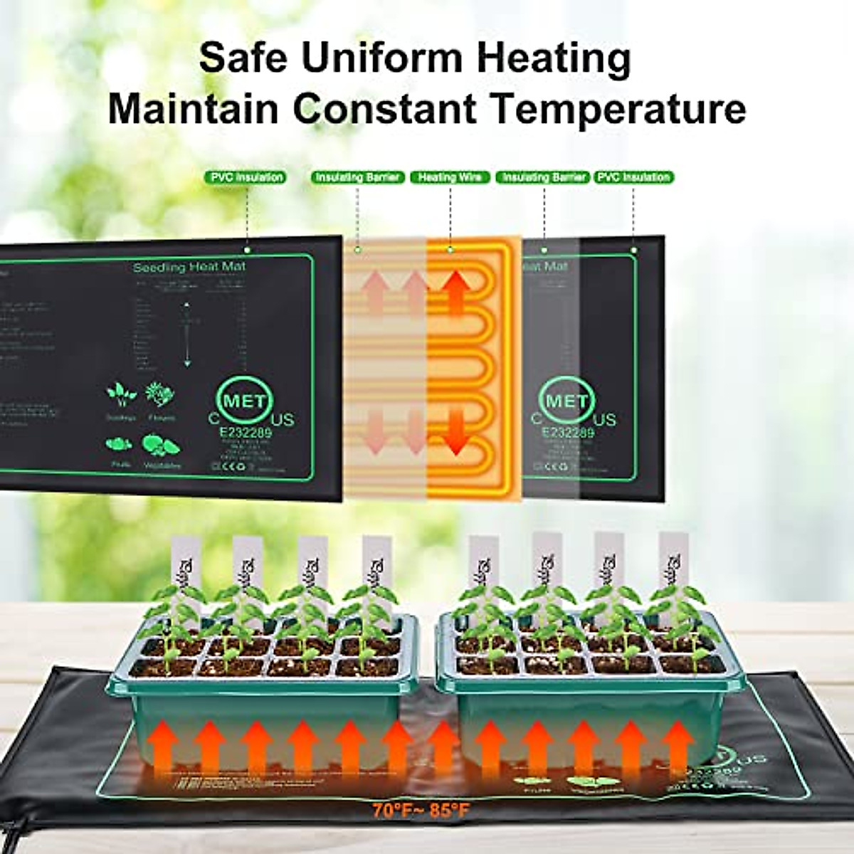 Winpull Seed Starter Tray with Upgraded Grow Light Seedling Heat Mat, 5 Pack Seedling Starter Trays with Time Controller, Seed Starting Kit with Adjustable Humidity Dome and Base for Plant Germination