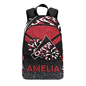 Cheerleader Red Personalized Backpack for Teen Boys Girls,Custom Travel Backpack Bookbag Casual Bag Name Gift