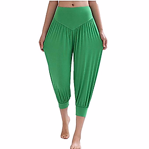 LKXHarleya Women Modal Harem Yoga Pants Loose Casual Fold Over Pilates Capri Pants Yoga Pants