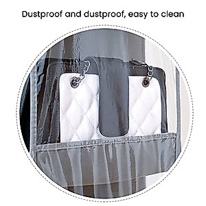 XJ-HOME 2 Piece Set 6 Pockets Hanging Purse Handbag Organizer Transparent Hanging Holder Bag Collection Storage Purse Bag Closet Space Saving Organizer (1*Black & 1*Grey)