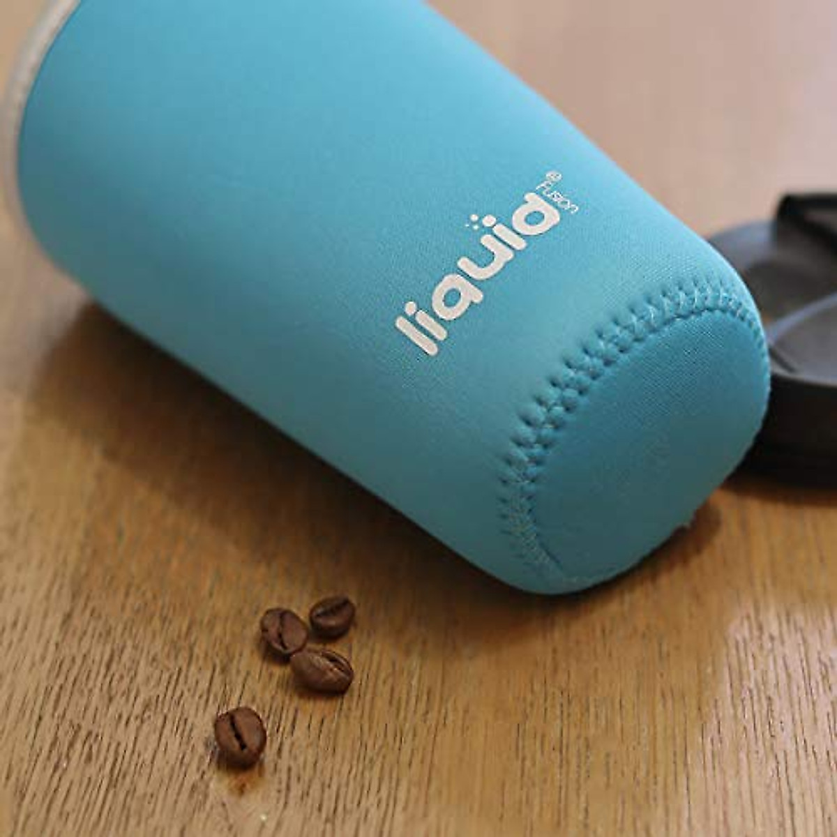 Grand Fusion Frapp-Wrap Coffee Cup Holder, Drip-Proof and Reusable Hot and Iced Coffee Sleeve for Travel, No Sweating Condensation on Papers or Desks, Comfortable on Hands, Light Blue