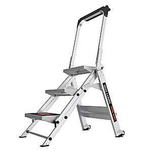 Little Giant Ladders Safety Step 3-Step Aluminum Step Stool (10310BA) and Little Giant Ladders Jumbo Step 2-Step Aluminum Step Stool (11902), Silver