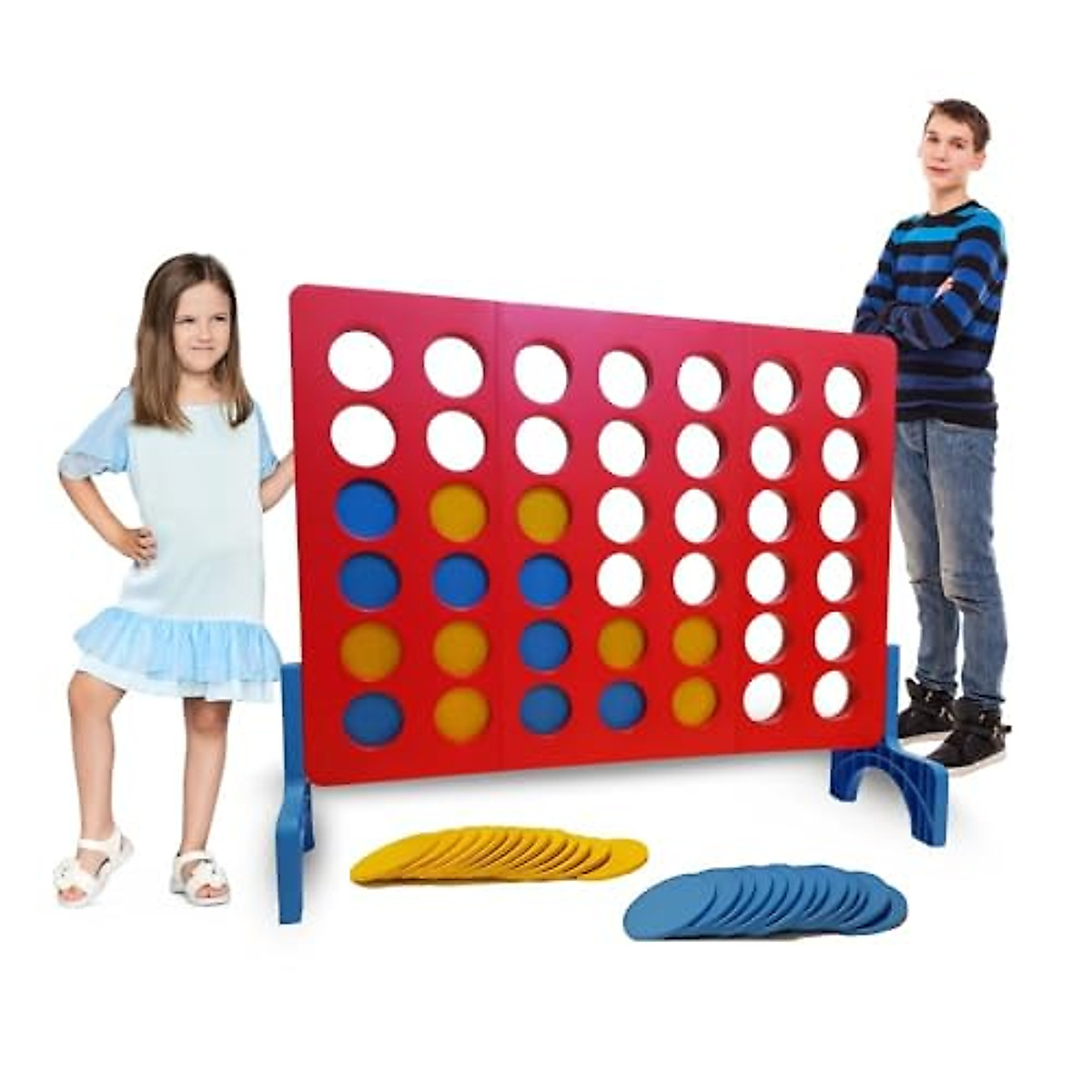 Bolaball Giant 4 in a Row Outdoor Wooden Game with Travel Bag, Extra Large Family Fun Lawn & Yard Games, Jumbo Game for Adults & Kids (Tabletop - Pack of 1)