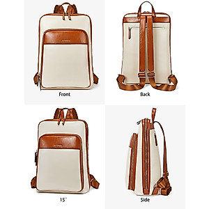 BOSTANTEN Leather Laptop Backpack for Women 15.6 inch Computer Bag Travel Work Daypack Large Size Bag