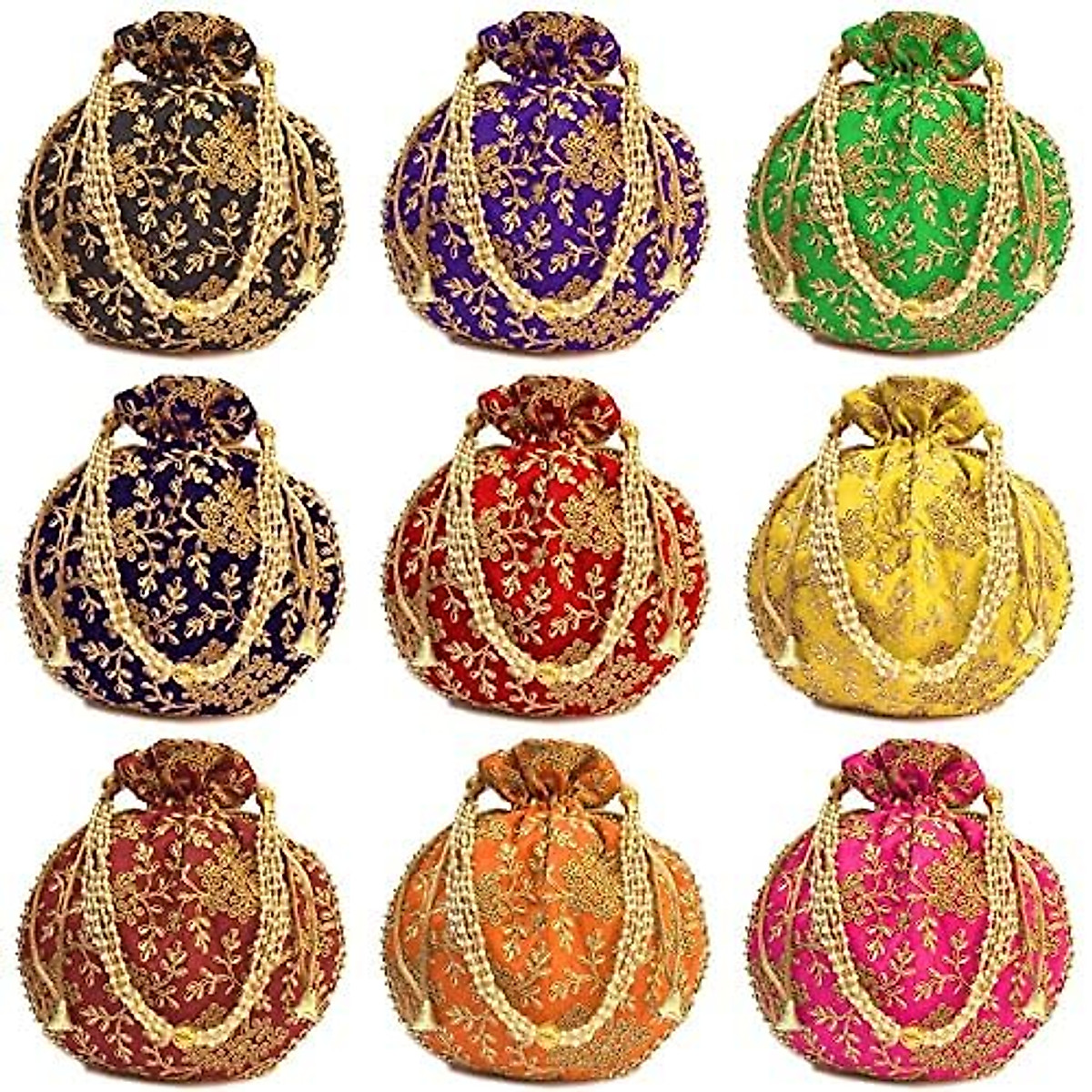 Flyingasedgle Handicrafts and jewellery Designer Women Potli Bags or Wristlets or rajasthani batwa for Wedding & Parties, Best for gifting (Pack of 1 Potali)