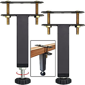 4 PCS Metal Adjustable Height Bed Frame Support Leg, Steel Bed Frame or Wooden Bed Center Slat Support Leg, Sofa Furniture Cabinet Feet Support Leg (5.9''-8.6'') (M351504)