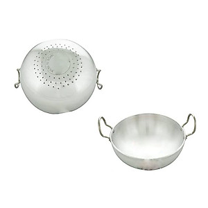 Aluminium Small Kadhai Set of 2 Different Size,Indian Frying Pan or kadhai -Color White