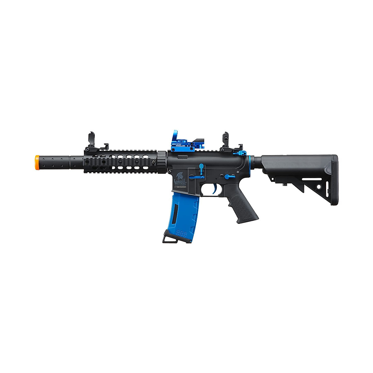 Lancer Tactical Gen 2 M4 SD Blue Carbine Combo Airsoft AEG Rifle with Red Dot Sight (9.6v Nimh Battery, Charger, 1000 Rounds 0.20g BBS Included)