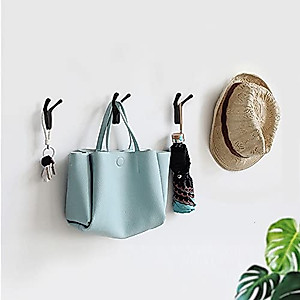 BlingBelle Coat Hooks Heavy Duty Wall Hooks (Pack of 4pcs) for Hanging Coats，Backpacks，Hats，Towels ,Double Decorative Coat Hooks Wall Mounted for Organizing Entryway，Living Rooms, Bathrooms （Black）