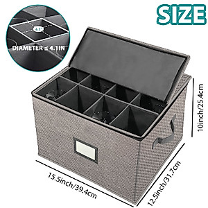 Xmasorme Stemware Storage Cases, Wine Glass Storage Box Containers Hard Shell Crystal Glassware Case for 12 Red Wine Glasses, with Label Window, Handles for Moving,Storage,Picnics