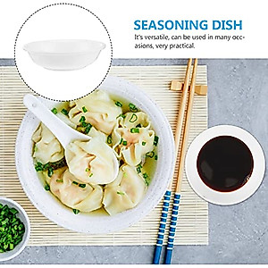 Tofficu 10pcs Sauce Dishes Round Seasoning Dishes Plastic Sushi Dipping Bowl Saucers Bowl Mini Appetizer Plates(2.8×2.8×0.9in)