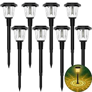 SIDSYS Outdoor Solar Lights for Yard, Glass Dream Dynamic Solar Outdoor Lights, 230LM Pattern Changing Warm Solar Garden Lights, IP65 Waterproof Solar Powered Pathway Lights 8 Pack