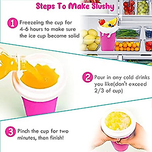 Nenkarn Slushy Maker Cup, Upgrade 17oz/500ml Slushie Cup, Quick Frozen Magic Cup, Double Layers Slushie Maker Cup, Cool Stuff Birthday Gifts for Kids (Rose)