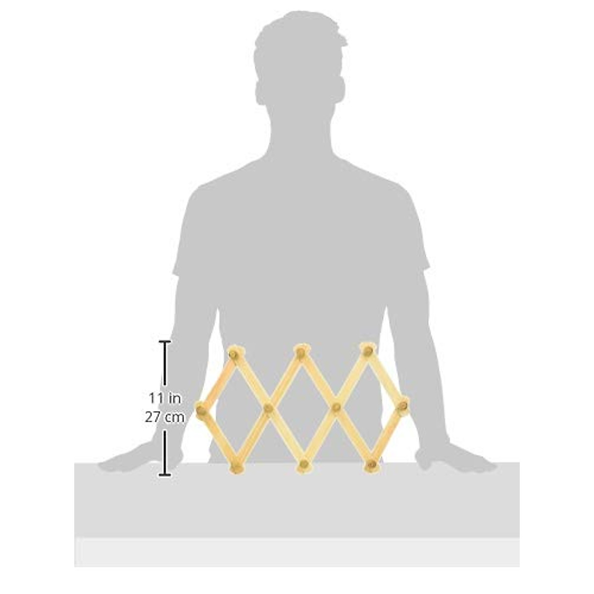 Symak 92324-3PK Lot of 3-Home-Aide Hook Wood Wall Peg Rack-Wooden Expanding Accordian Style, White