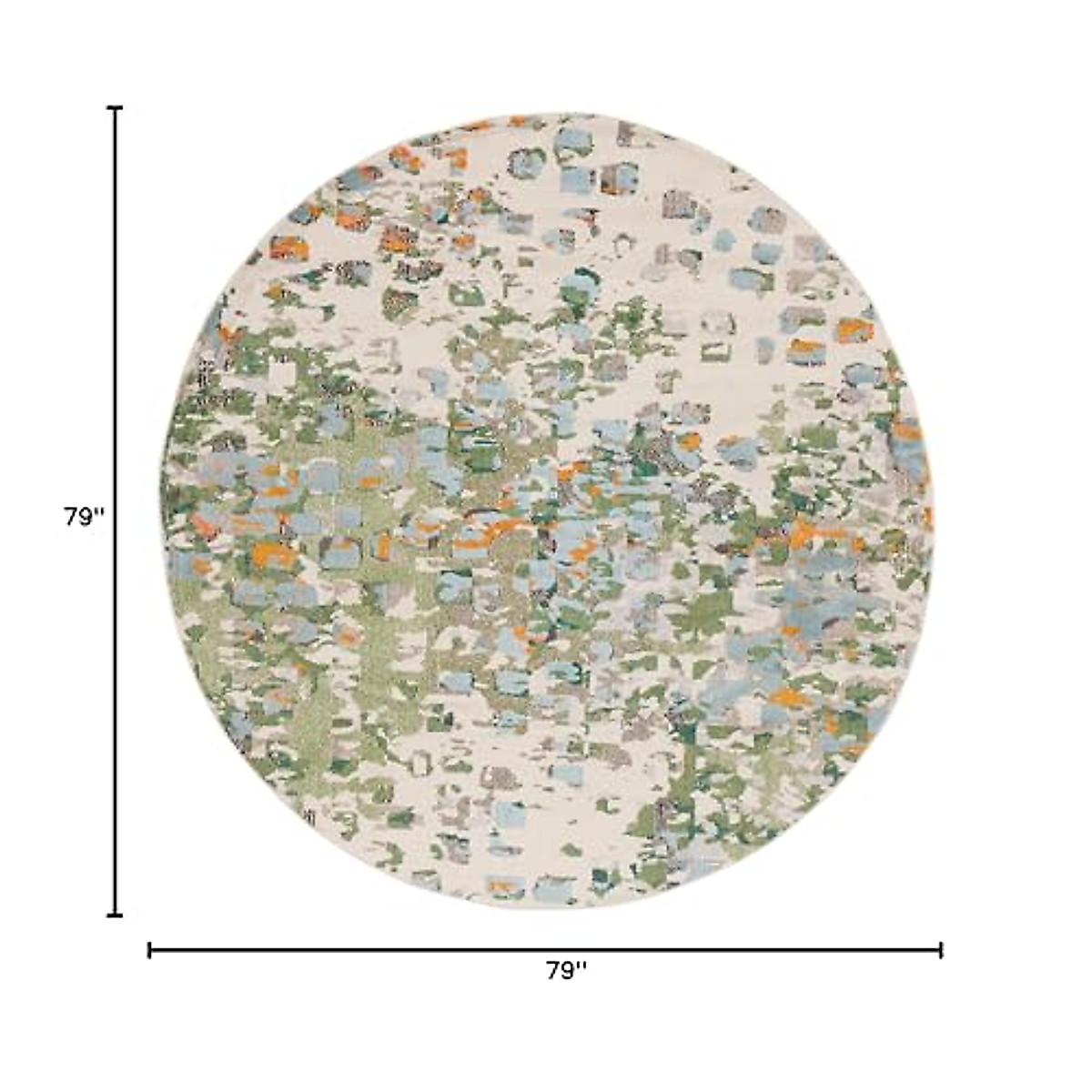 SAFAVIEH Monaco Collection Area Rug - 6'7" Round, Green & Rust, Geometric Design, Slip Resistant, Ideal for High Traffic Areas in Living Room, Bedroom & Dining Room (MNC225W-7R)