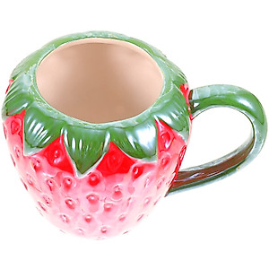 DOITOOL Strawberry Drinks Cup Fruit Shaped Mug Ceramic Water Cup Creative Drinking Mug for Juice Milk Coffee Tea Beverage Breakfast