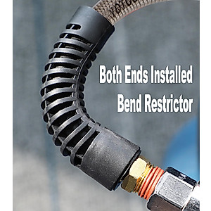 YOTOO Reinforced Polyurethane Air Hose 1/4" Inner Diameter by 100' Long, Flexible, Heavy Duty Air Compressor Hose with Bend Restrictor, 1/4" Swivel Industrial Quick Coupler and Plug, Gray