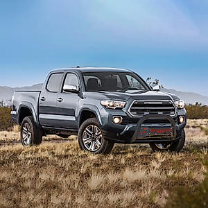 oEdRo Paintable Bull Bar Fits 2016-2023 Toyota Tacoma, Truck Brush Guard, Front Bumper Push Bar w/Grille Skid Plate Light Mount