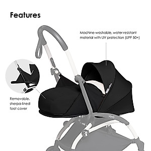 BABYZEN YOYO 0+ Newborn Pack, Black - Includes Mattress, Canopy, Head Support & Foot Cover - Requires YOYO2 Frame (Sold Separately)