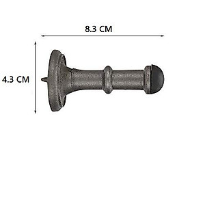 Set of 2 Antique Brass Door Stops - 2-7/8" Heavy Duty Door Stop - Rigid Door Stopper with Low Mounted Black Rubber Bumper Tips, Protect Wall & Door for Kitchen, Bedroom, Office, Easy Installation