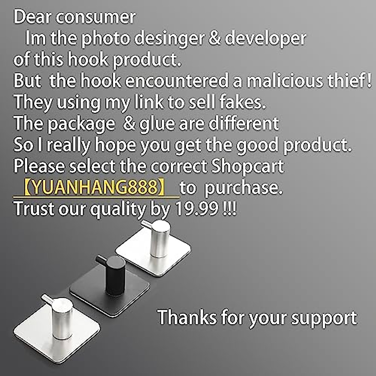 3m Hooks Heavy Duty Strong Adhesive Wall Hooks Command Hooks for Hanging Heavy Duty Towels Hangers 6 Pack Black Robe Hook for Bathroom Kitchen Clothes Sticky Hooks (Black,6 Pack)