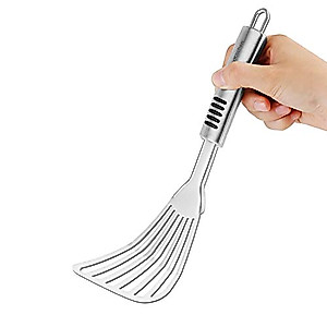 Premium Fish Spatula - Rust-Resistant Stainless Steel, Non-Slip Handle, Ideal for Grilling, Frying, Turning and Flipping Fish, Meat, Eggs, and More - Ergonomic Design for Perfect Results - Set of 2