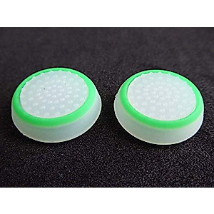 Silicone Thumb Stick Joystick Cap Analog Grip Thumbsticks Cap Cover Case for PS4 PS3 Xbox One Xbox 360 Game Controllers (White-Green)