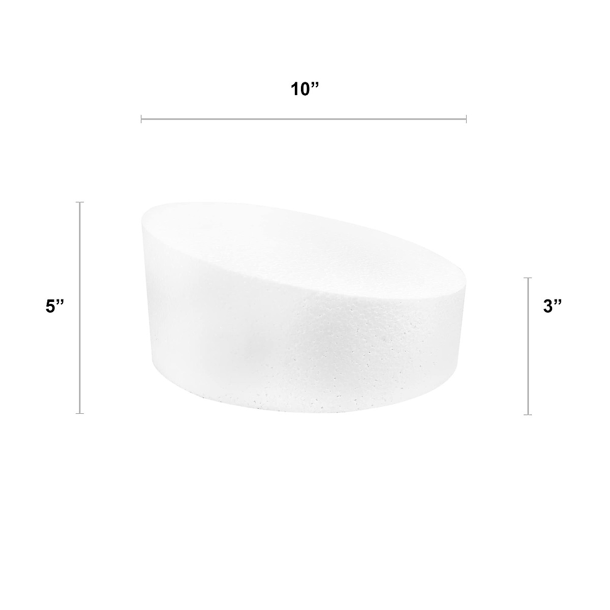 O'Creme Polystyrene Dummy Cake Decorating Display for Baked Goods Bakery Supplies Round Wacky, Whimsical, Topsy Turvy Shape - White (5" sloped to 3" High x 10”)
