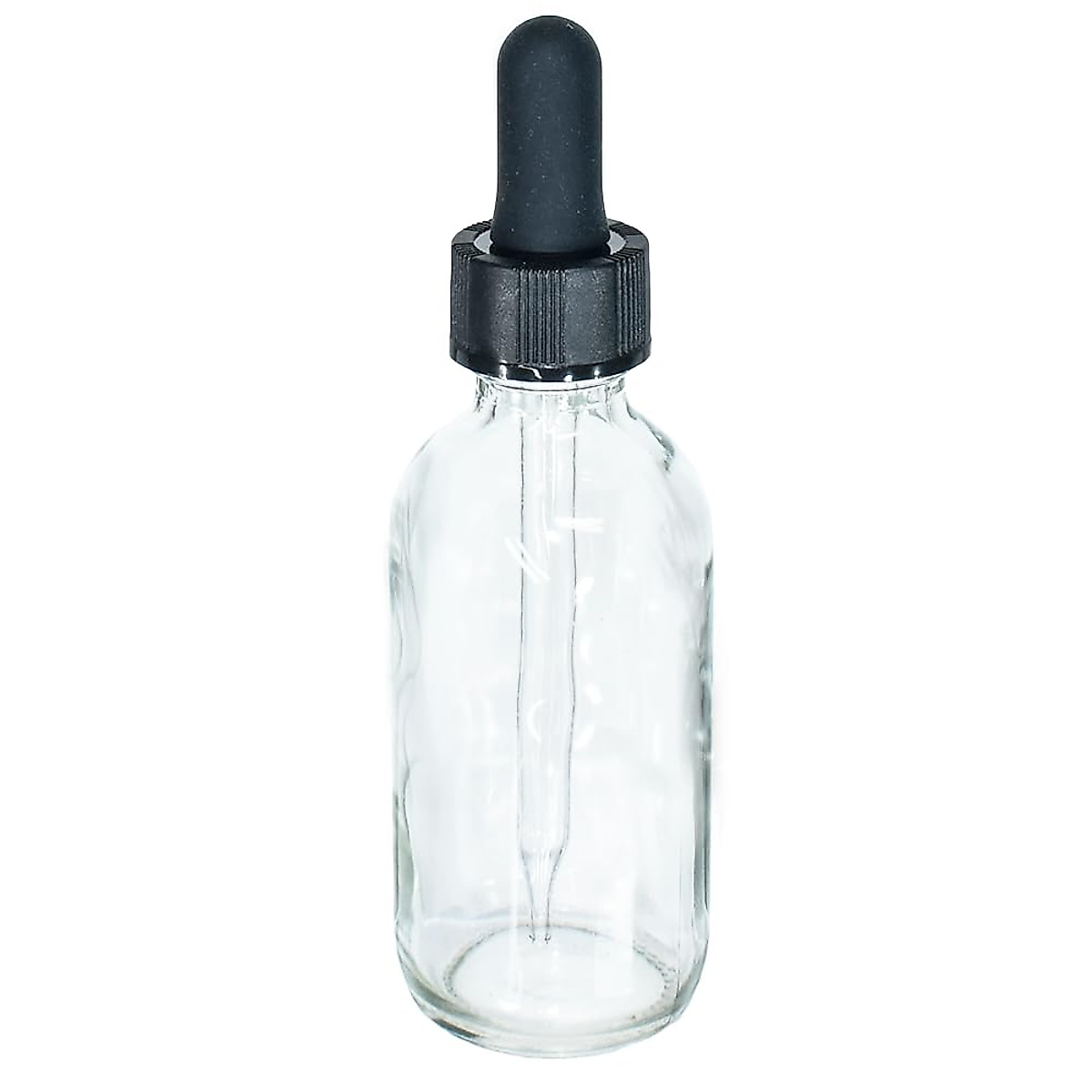 (Pack of 80) 2 oz. Clear Boston Round with Black Glass Dropper