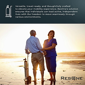 ResOne Lightweight Single D/E Oxygen Cylinder Cart, Adjustable Handle, Durable Powder-Coated Finish, Portable Oxygen Tank Cart with Wheels, Holds 1 D Size or E Size Cylinder, Medical Oxygen Transport