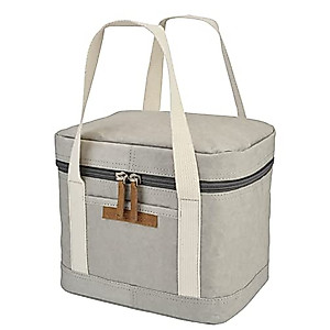 Out of the Woods Insulated Lunch Bag Mini Walrus – Vegan Picnic Bag/Cooler Tote with Zippered Body & Front Pocket – Sustainable, Reusable Soft Side Cooler Bag with Straps, Stone