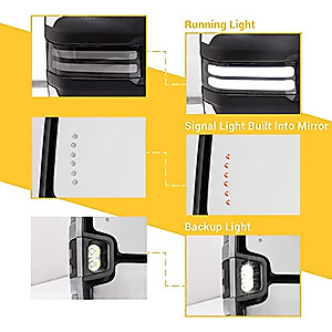 Sanooer Towing Mirrors Painted White Switchback Dynamic Turn Light Compatible with 2007-2013 Chevy Silverado Suburban Tahoe GMC Sierra Yukon with Running Lights Power Glass Backup Lamp Heated Set