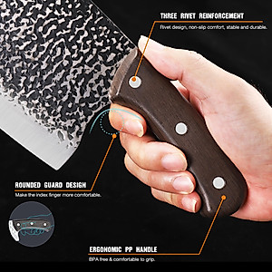 TJ POP Chinese Cleaver Knife 6.2 inches, Ultra Sharp Lightweight Meat Cleaver, Full-tang Chopping Knife 30Cr13 Steel Blade Thickness 1.5 mm, Fish Shape Series HP01003