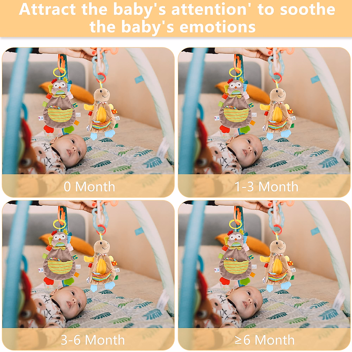 Baby Teething Cuddly Teether with Bee Character, 3 Textured Teething Places, BPA-Free Silicone, Soft Fabric Textures to Explore, and Crinkle Sounds to Discover